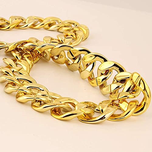 YWQZGYP Big Chunky Plastic Hip Hop Chain Necklace,26",32",36",40" (32 inches, Gold)