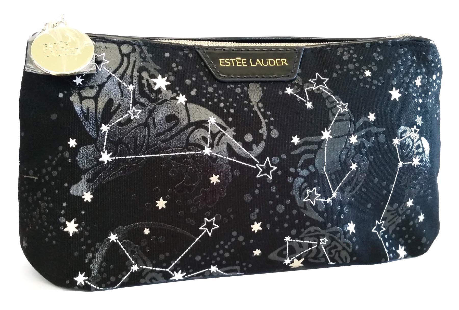 Estee Lauder Cosmetics Makeup Travel Bag (Zodiac/Horoscope Collection ≈ Black with White Constellations)