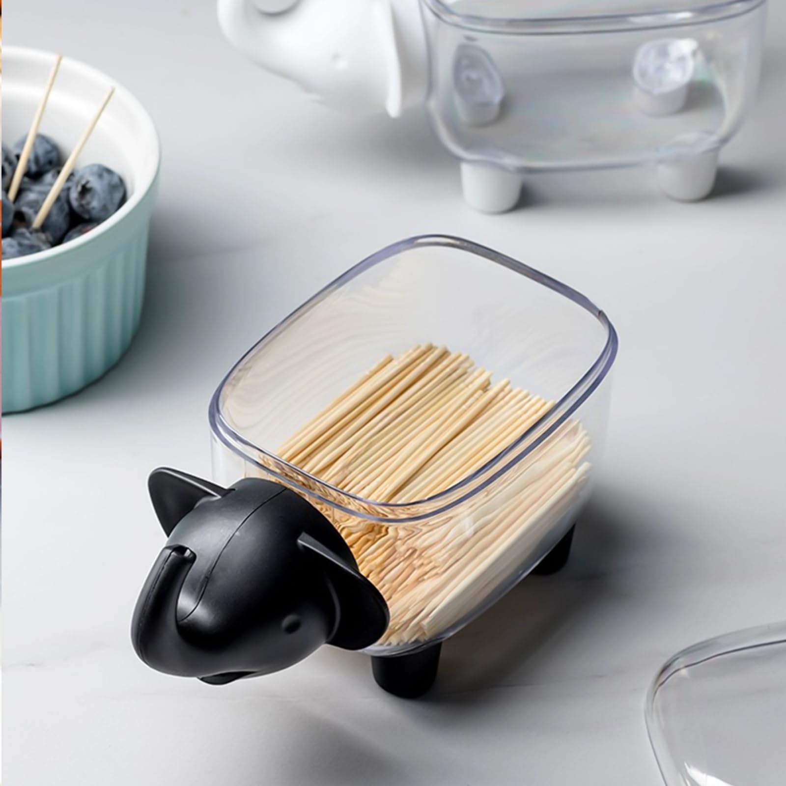 Roucerlin 2 Pack Clear Elephant Shape Cotton Swab Holder, Cute Cotton Pad Ball Dispenser, Plastic Storage Container Bathroom Canisters with Lids for Floss Toothpick Vanity Organizer (Elephant)