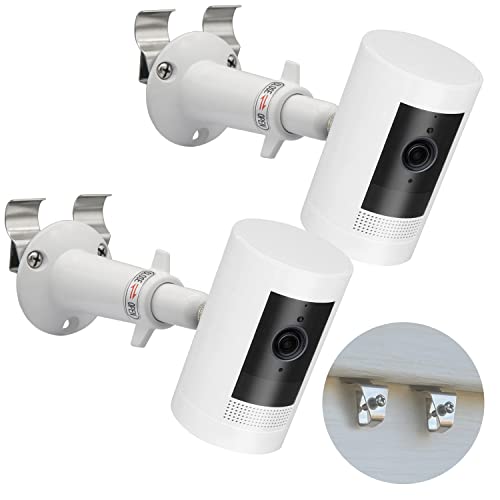 Ring Camera Vinyl Siding Wall Mounts No Drill 360 Degree Adjustable,Compatible with Ring Stick up Cam & Ring Indoor Cam(2Pack White)
