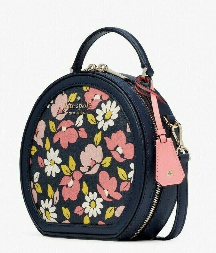Kate Spade Traveler Road Trip Floral Print Round Crossbody Blue Multi