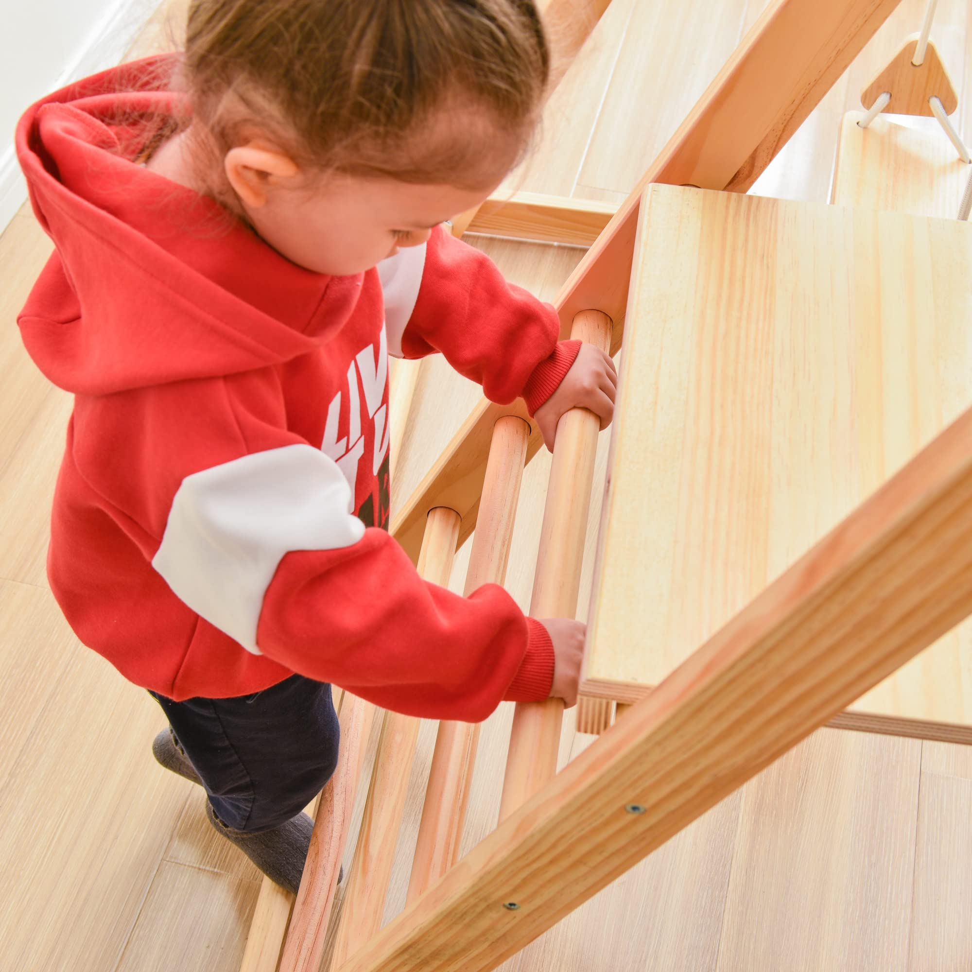 Merax 7-in-1 Swedish Ladder, Multifunctional Wall Bar for Kids, Indoor Climbing, Slide, Swing, for Toddlers 3+