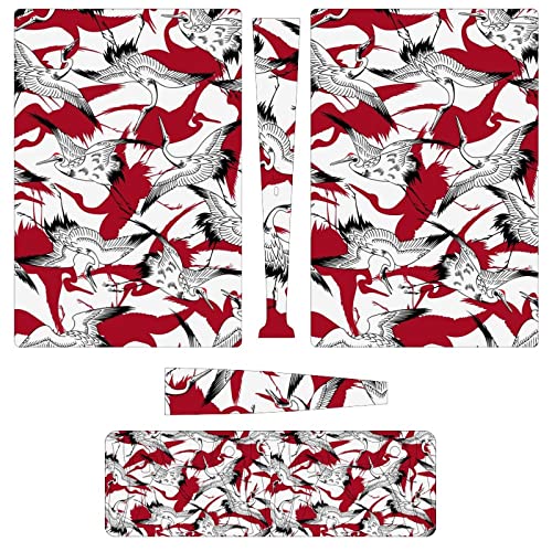 Japanese Crane Pattern Full Protective Skin Cover Design Wrap Decal Sticker Compatible with PS5 Digital Edition Console and Controller