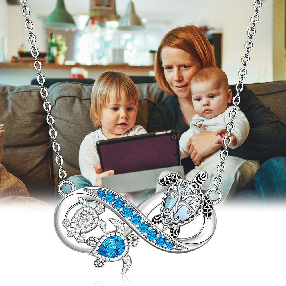 Fenthring S925 Sterling Silver Cat Necklace for Women Tree of Life Black Cat Necklace Sterling Pendant Blue