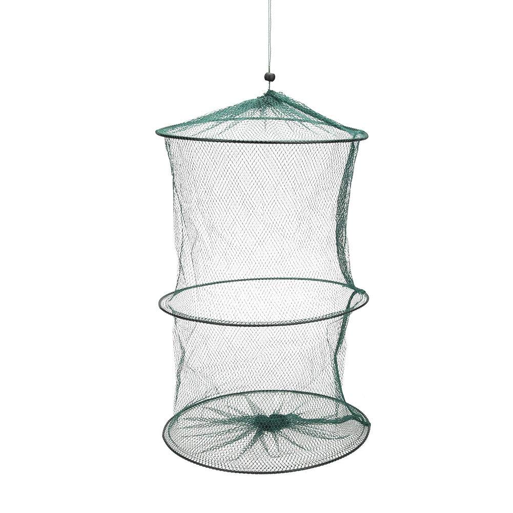 Fishing Net Folding Round Metal Frame Nylon Mesh Crab Crawdad Shrimp Bait Trap Cast Fish Net Fishing Landing Tackle Accessory Tool (Color : B)
