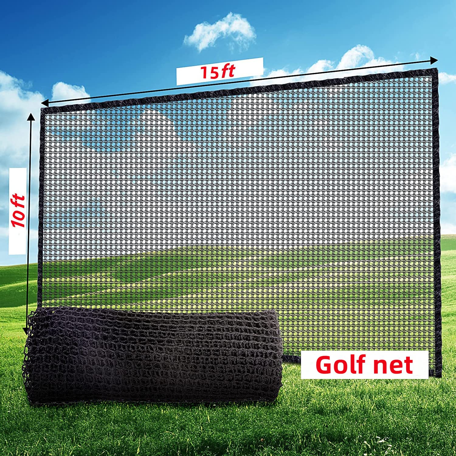 Golf Netting、Golf Ball Hitting Netting、Golf Barrier/Practice Netting,wear-Resistant and Durable Nylon Sports Netting,10 X 15 Ft