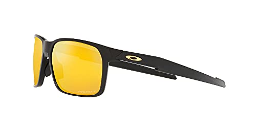 Oakley Men's OO9460 Portal X Rectangular Sunglasses, Polished Black/Prizm 24K Polarized, 59 mm