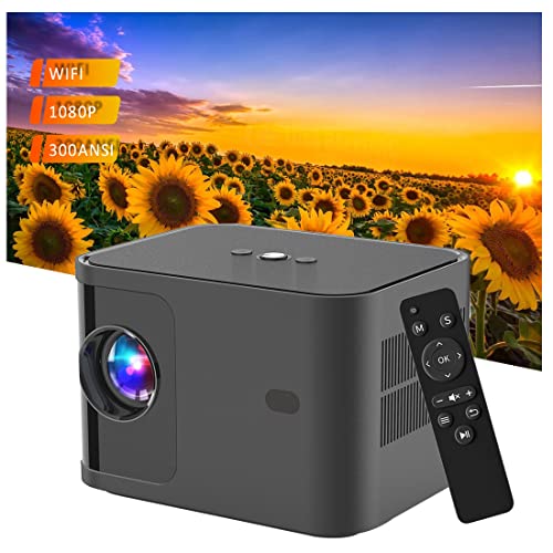 WiFi Projector Laptop Outdoor Projector PC Native 1080P 300ANSI 30ââ-150ââ Picture Mini Portable Projector ElectricFocus Compatible with Android,iOS, TV Stick,iPhone ,PS5,PC,Laptop,Tablet -H89