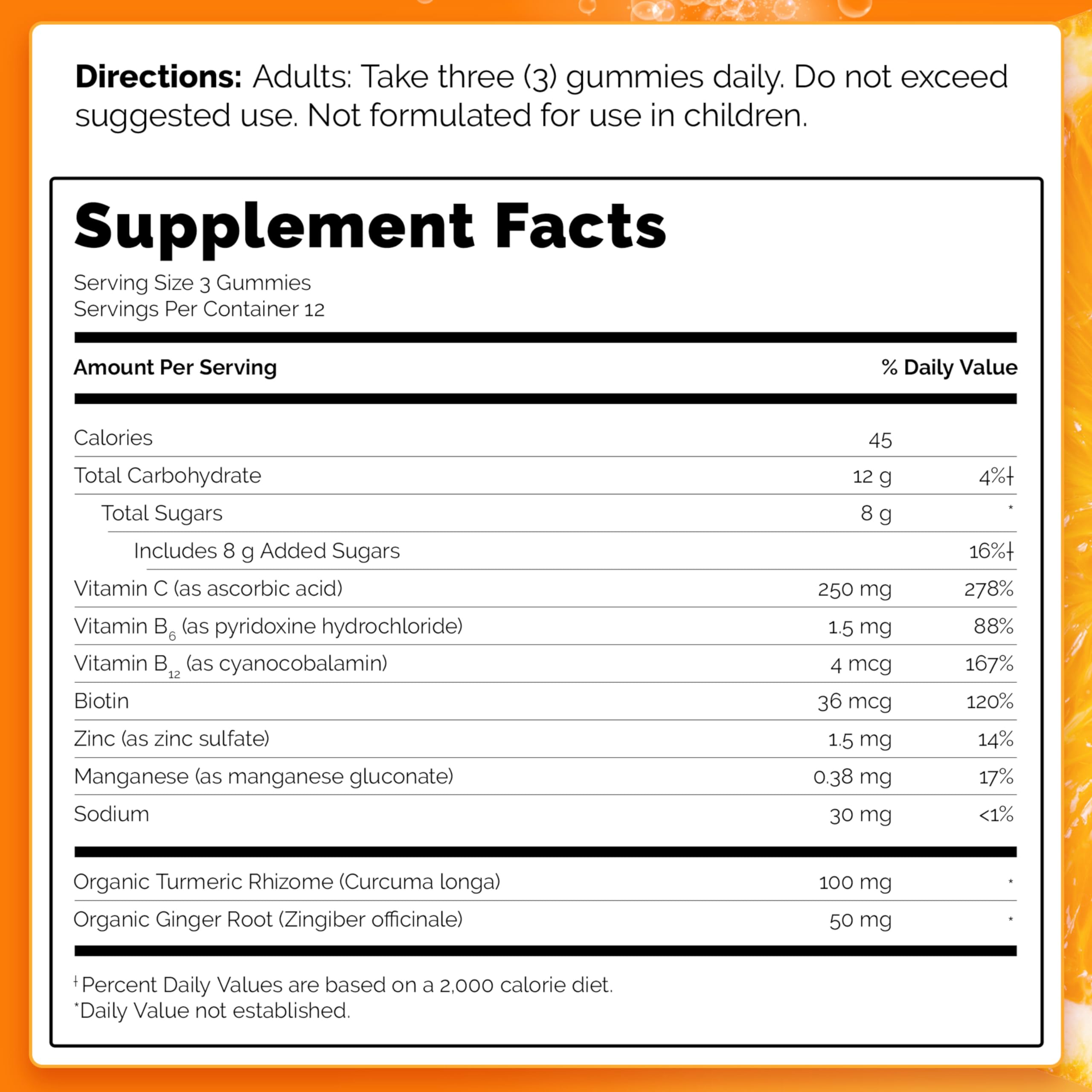 Emergen-C Citrus-Ginger Gummies, Turmeric and Ginger, Immune Support Natural Flavors With High Potency Vitamin C, 36 Count