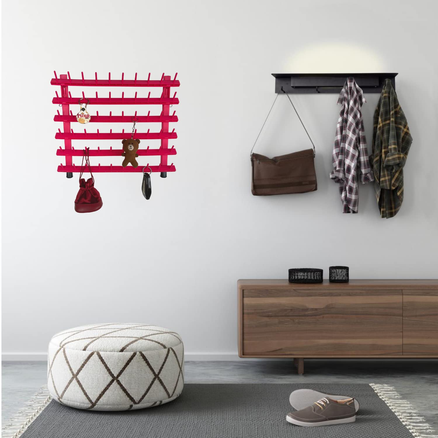 lightmay Braiding Hair Rack - Hair Extension Holder with 120 Pegs Multifunction Braiding Hair Holder Time Saving Extension Holder (120 Pegs, rose red)