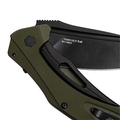 Kershaw Natrix XL Pocketknife (7008OLBLK); 3.75-inch Drop-Point Blade with Black-Oxide Coated 8Cr13MoV Steel; Olive-Drab G10 Handle Scales; KVT Ball-Bearing Manual Open; Reversible Pocketclip; 4.1 oz