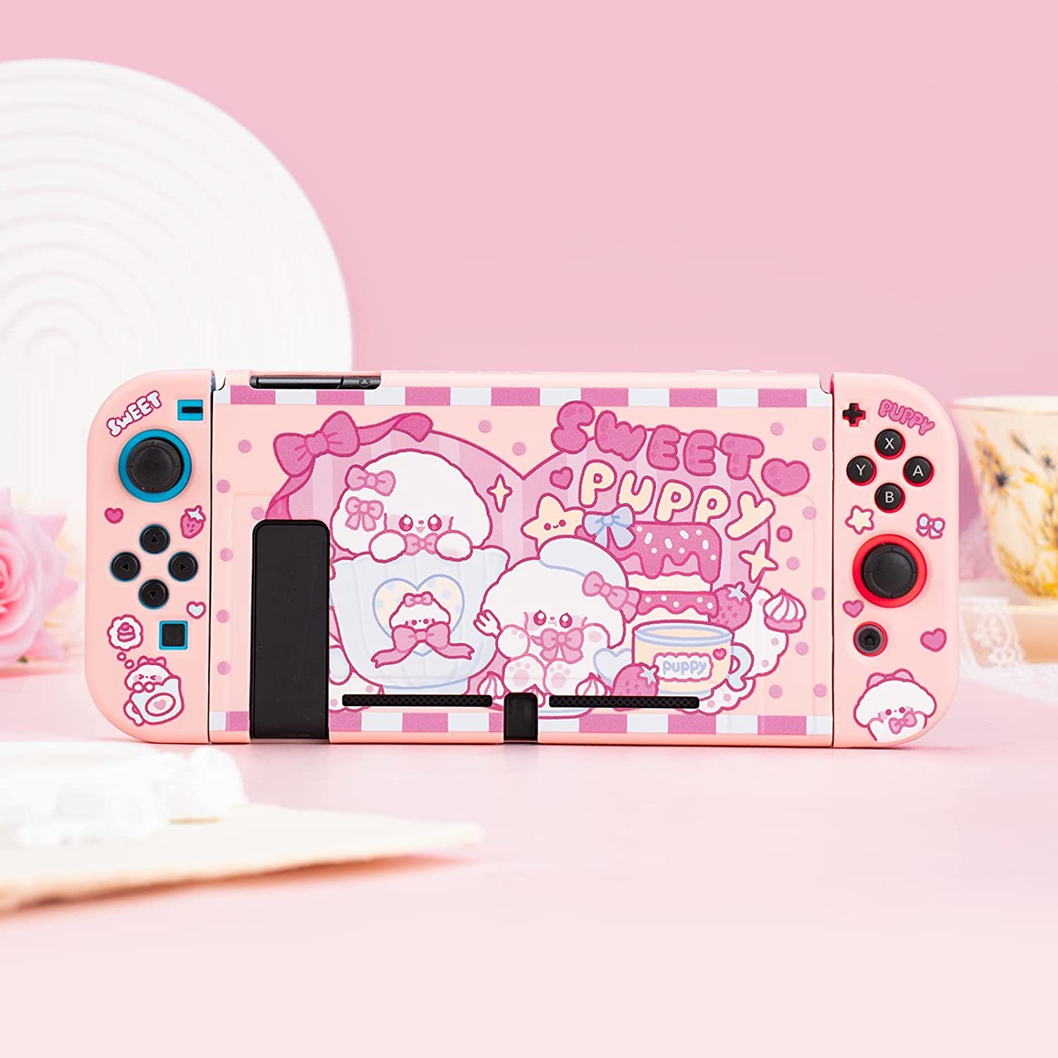 GeekShare Protective Case Compatible with Switch, Soft TPU Slim Case Cover Compatible with Switch Console and Joy-Con (Sweet Puppy)