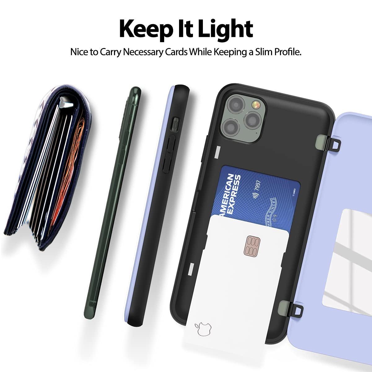 GOOSPERY iPhone 11 Pro Max Wallet Case with Card Holder, Easy Magnetic Door Closure Protective Dual Layer Bumper Sturdy Phone Back Cover (Lilac Purple)