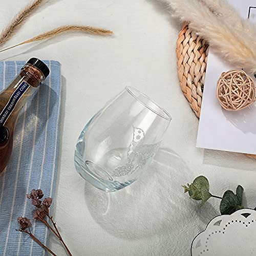 Geiserailie Hummingbird Stemless Wine Glass Hand Stemless Glass Christmas Branch Coffee Tea Cup Exquisite Presents for Women Friends Men, 15.2 oz