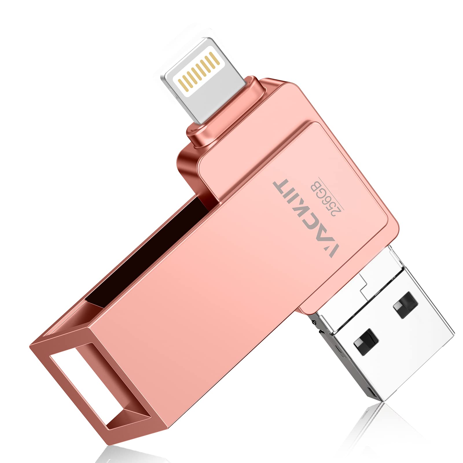 MFi Certified 256GB Flash Drives 3.0 High Speed 3ni1 USB Stick External Storage Compatible for iPhone/PC/iPad/Android/More Devices for Photos and Videos Transfer Storage Backup(Pink)