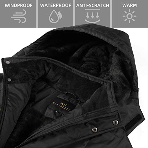 WHATWEARS Men's Winter Coats Waterproof Ski Jacket for Men Snow Coat Windproof Mountain Jackets with Hooded