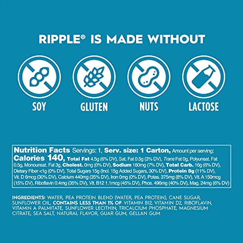 Ripple Vegan 8 oz Dairy-Free Milk, Vanilla (12 Pack) & Ripple Vegan 8 oz Dairy-Free Milk, Original (12 Pack) | 24 Pack