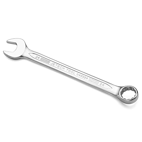 Jetech 24mm Combination Wrench - Industrial Grade Spanners with 12-Point Design, 15-Degree Offset, Durable Chrome Vanadium Steel in Sand Blasted Finish, Forged, Heat-Treated, Metric