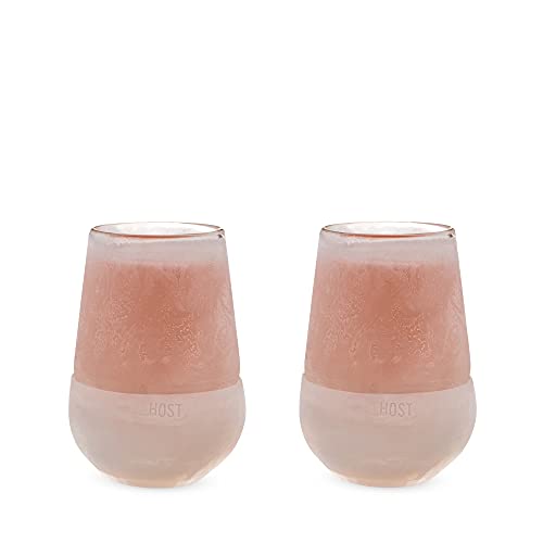 Host Freeze Cooling Glasses, Freezer Gel Stemless Wine Glasses for Red & White Wine, Insulated Glass with Silicone Band, Set of 2, 8.5 oz
