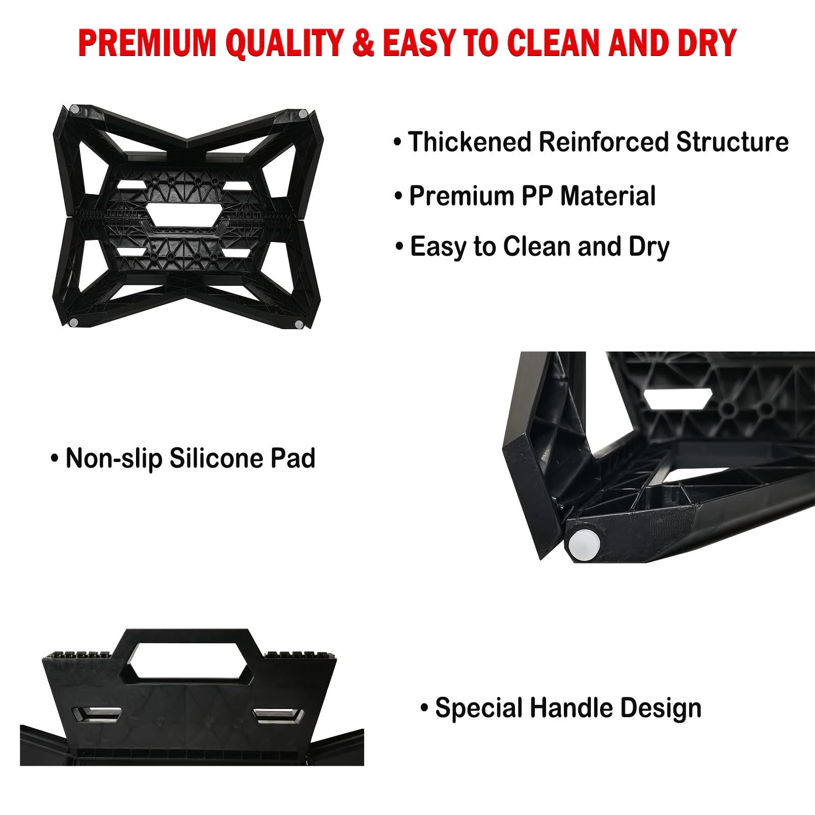 FFUWERG Folding Stool Collapsible Stool Camping Stool Foldable Stool Premium Heavy Duty Plastic Portable Chairs for Adults Fishing Hiking Outdoor Gardening Kitchen Lightweight Non-Slip Stool Black