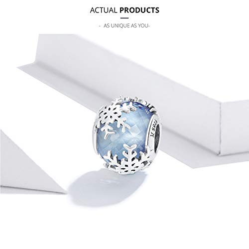 Eternalll Jewellery Snowflake Charms Authentic 925 Sterling Silver Charm Beads Christmas Charms Rose Gold Charms for Bracelets (Snowflake Glass Beads)