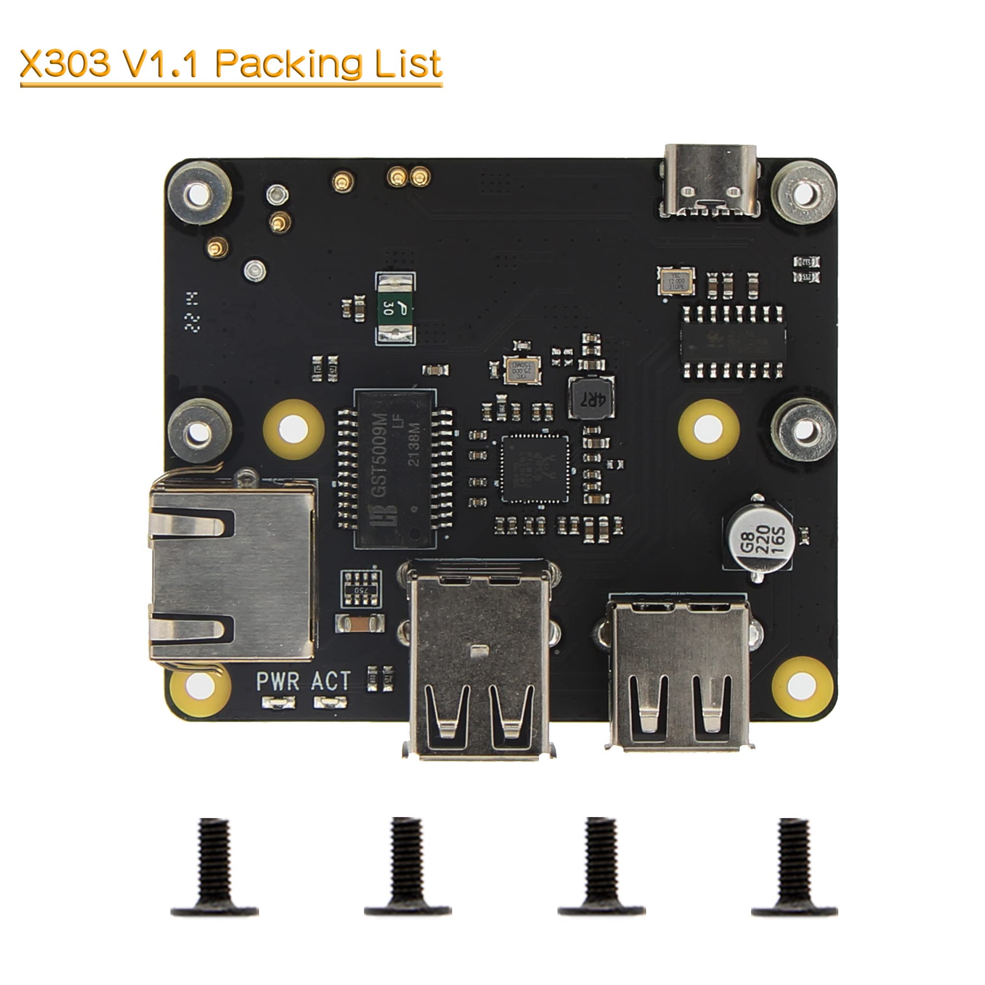 Geekworm Raspberry Pi Zero 2 W Gigabit Ethernet Expansion Board X303 & 3-Port USB HUB Compatible with Raspberry Pi Zero 2 W/Zero W/Zero WH/Zero (Not include Raspberry Pi)