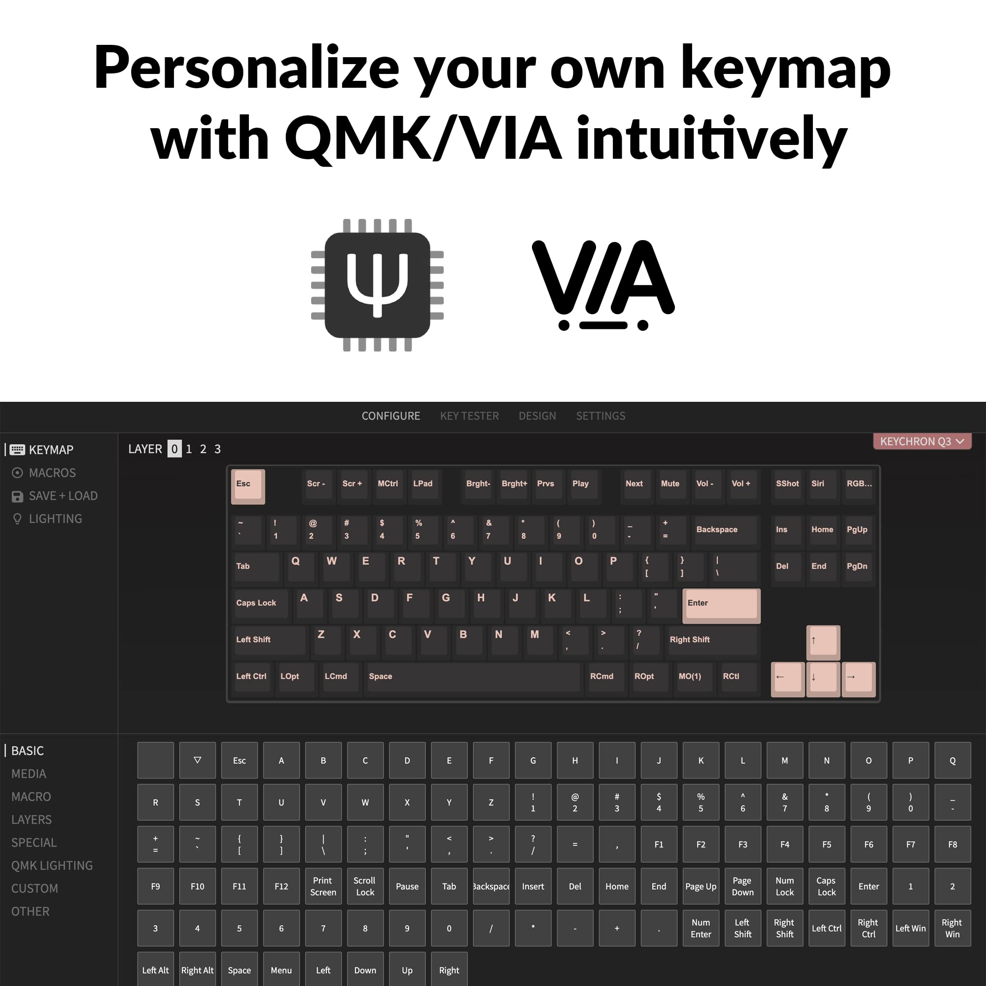 Keychron Q3 Wired Custom Mechanical Keyboard with Hot-swappable K Pro Banana Switch, QMK/VIA Programmable Macro, Full Aluminum Tenkeyless Layout 87 Keys Compatible with Mac Windows Linux (Black)