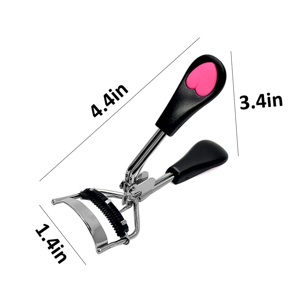 MICPANG Eyelash Curlers with Comb Built in Eye Lash Curler with Brush Mini Small Best Lash Tool Portable Compact Makeup Lash Separator Black and Pink (2 PCS)