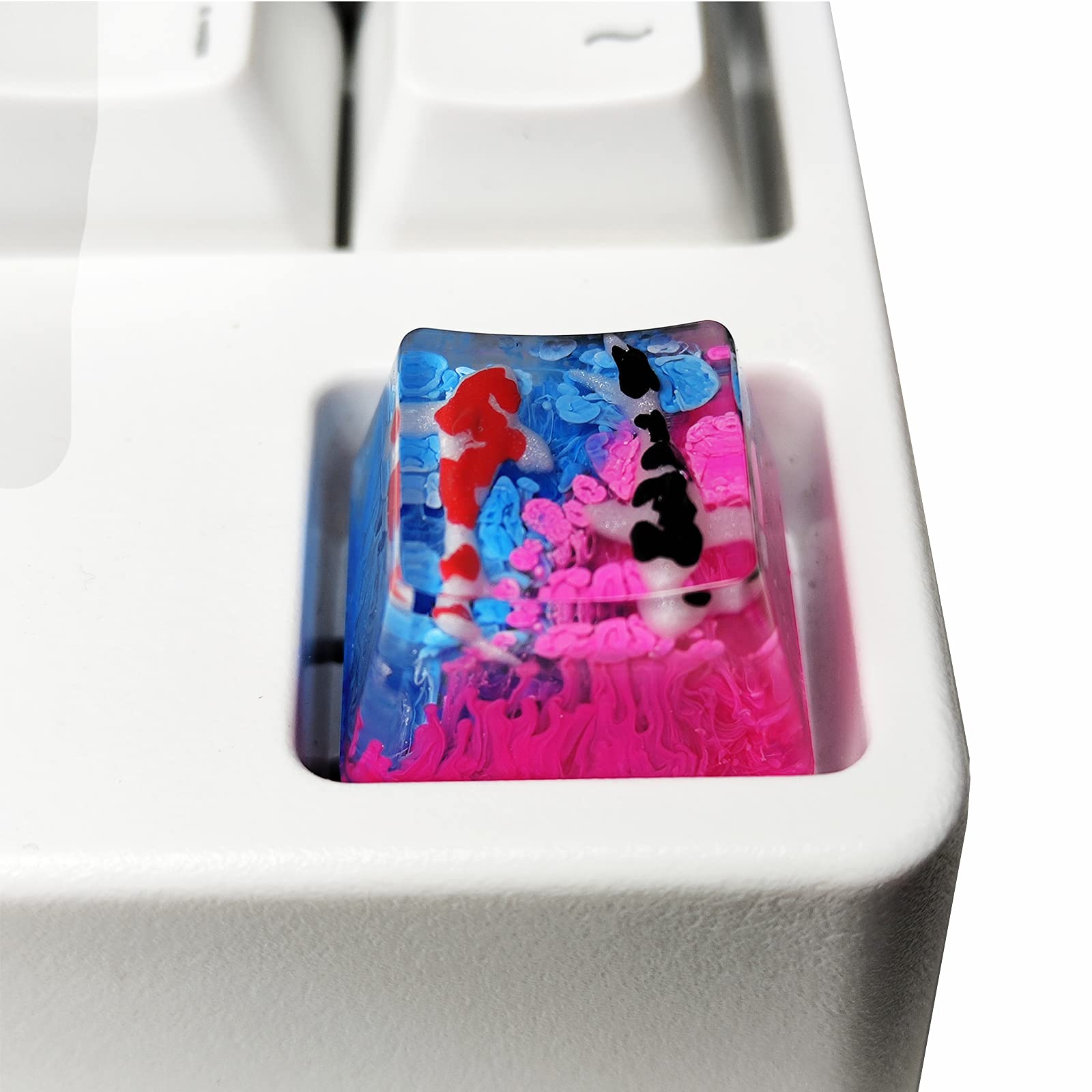 Handmade Koi Fish Resin Artisan Backlit Key Cap For Cherry MX RGB Switch Gaming Mechanical Keycaps 1U