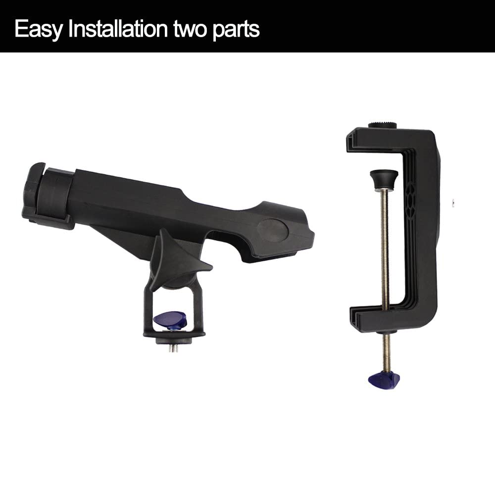 Fishing Rod Holders for Boats with Large Clamp Opening 360 Degree Adjustable Fish Pole Racks Folding Holder (RH40)