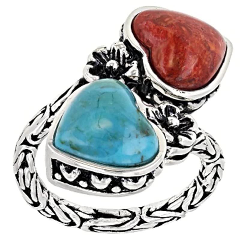 ETHIDO - Dainty Silver Tiny Reconstituted Turquoise Bubbles Ring Mermaid Kisses Rings Jewelry Bridemaids Gifts