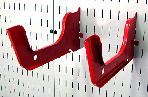 Wall Control Heavy Duty Pegboard Hook Slotted Hook Pair - Slotted Metal Pegboard Heavy-Duty Hooks Pegboard and Slotted Tool Board β Red