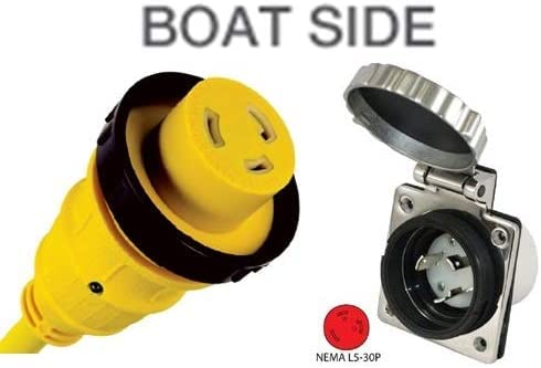 Marvine RV/Boat Shore Power Adapter 1.5FT 15 Amp to 30 Amp NEMA 5-15P to L5-30R Twist Lock Female with LED Indicator STW10/3 Heavy Duty