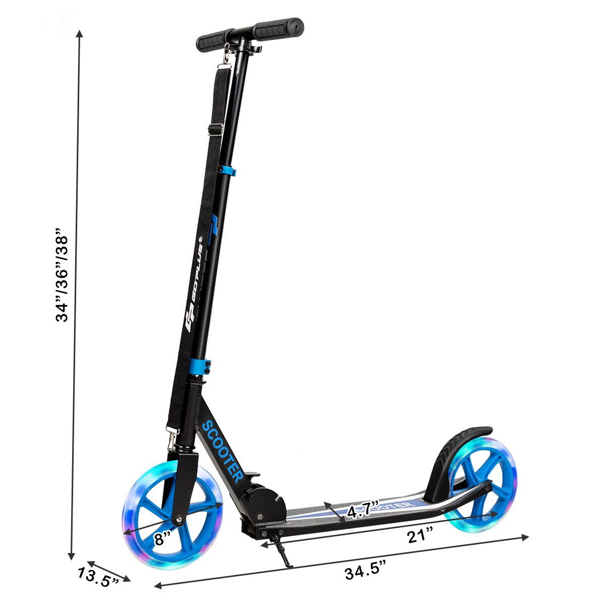 Goplus Folding Kick Scooter for Kids and Teens, 2 Flash Wheels Scooter with 3-Level Adjustable Handlebar, Rear Foot Brake, Aluminum Deck, Sports Scooter for Ages 7+ (Pink)