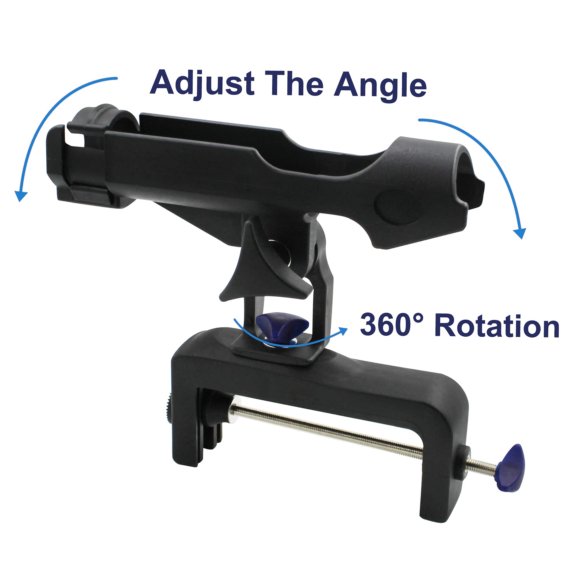Fishing Rod Holder for Boat 360° Adjustable Boat Rod Holder Racks Clamp on Fish Pole Holders Stand Rack for Boats Kayak Canoe Raft Accessories
