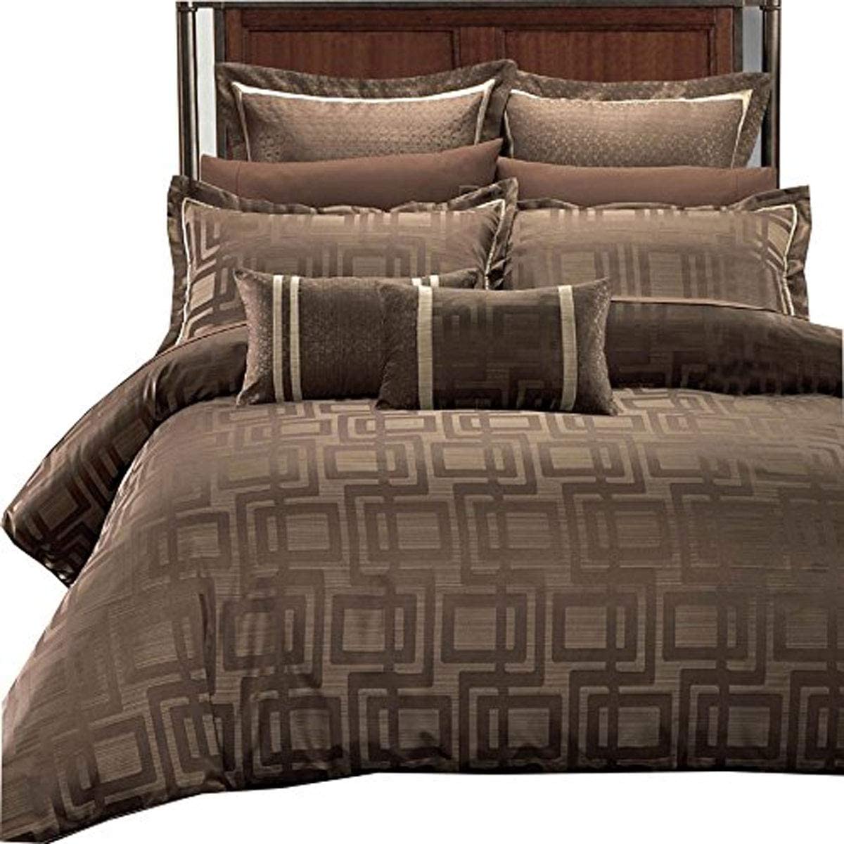 Royal Hotel Bedding 7PC- King/Cal-King Janet Jacquard Duvet Cover Set