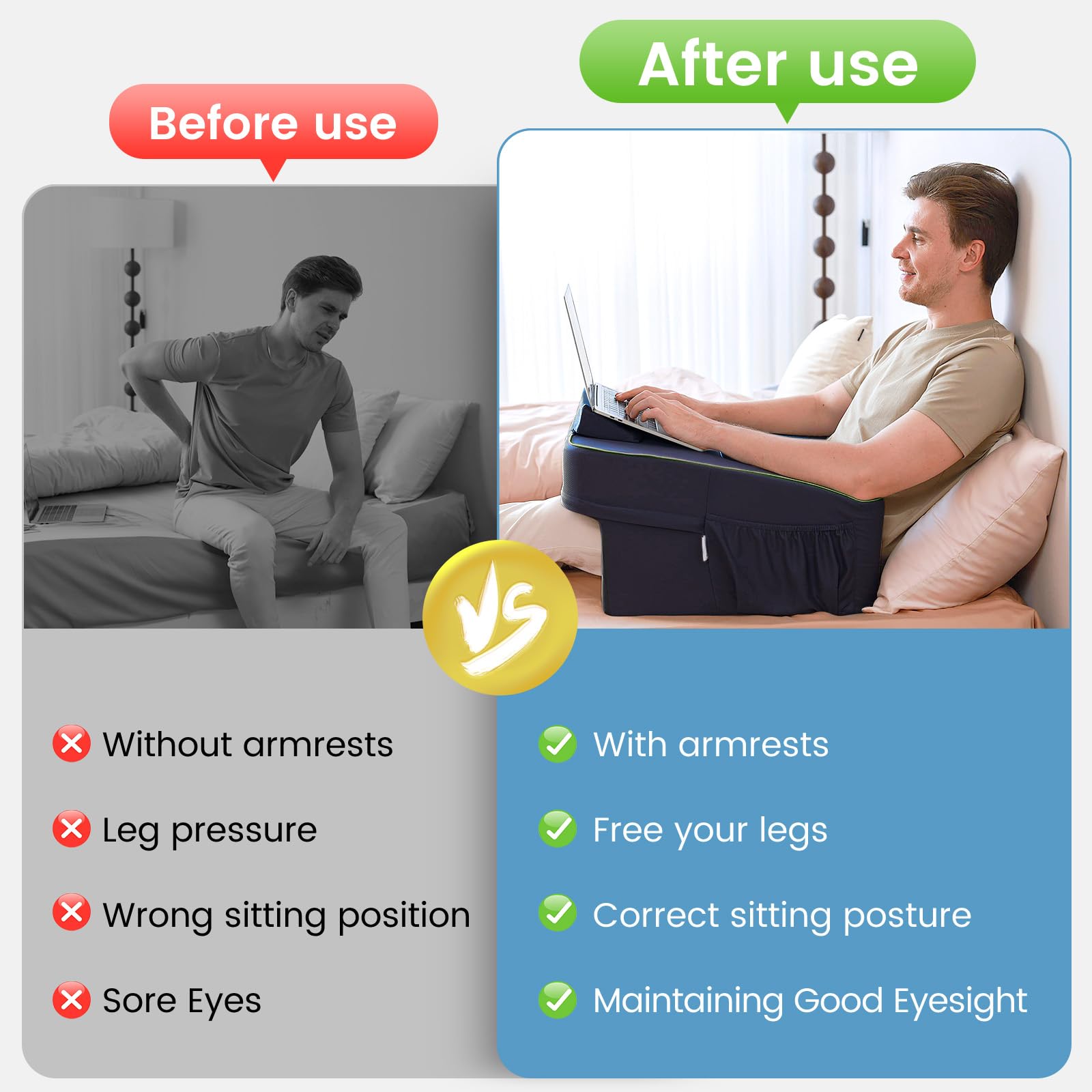 Keduwa Reading Pillow for Gaming,Lap Desk Pillow for Laptop,Arm Rest Pillow for Reading, Working, Crocheting, Playing Steam Deck Switch or Sitting in Bed,Sofa