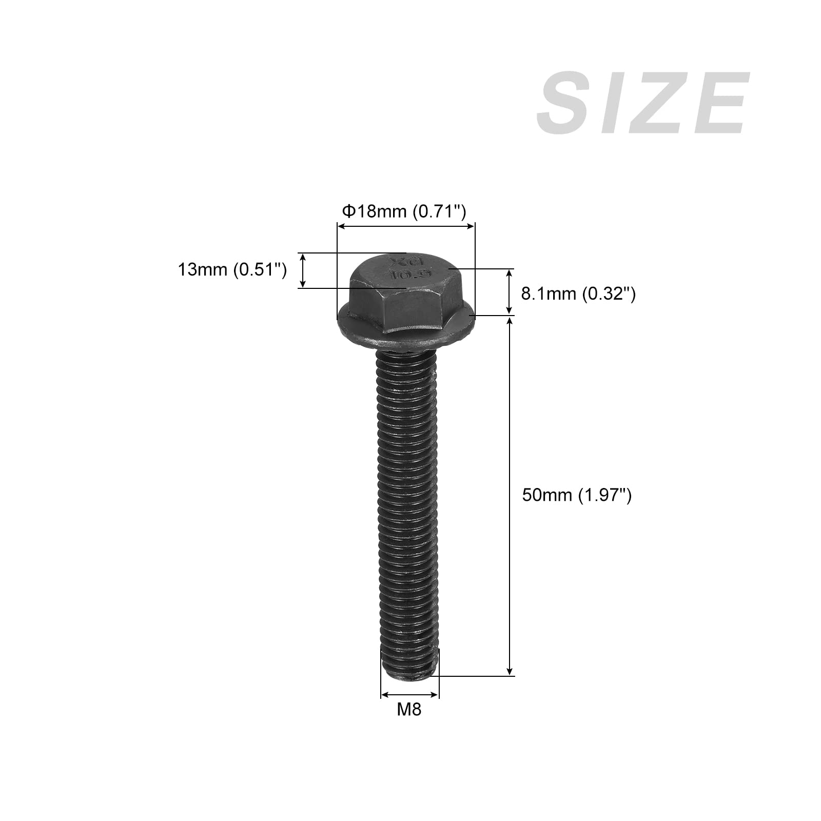 METALLIXITY Flanged Hex Head Bolts (M10x35mm) 5pcs, Hexagon Serrated Flange Bolt Fully Thread Screw - for House Construction Hardware Fasteners