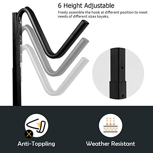 Goplus Kayak Storage Rack, Garage Kayak Hanger for 2 Kayaks, Canoe, SUP &Paddle Board, Heavy Duty Kayak Holder Strand with Height Adjustable Rack, 175 LBS MAX Load, Kayak Racks for Outdoor Storage