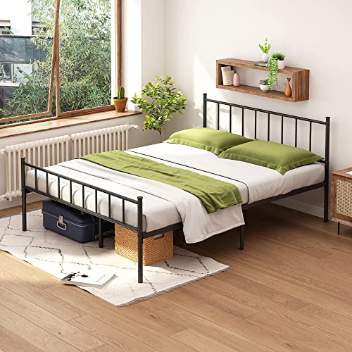 HLIPHA Full Size Metal Platform Bed Frame with Heavy Duty Steel Slat Support,14" Height Easy Assembly Mattress Foundation,No Box Spring Needed,Black