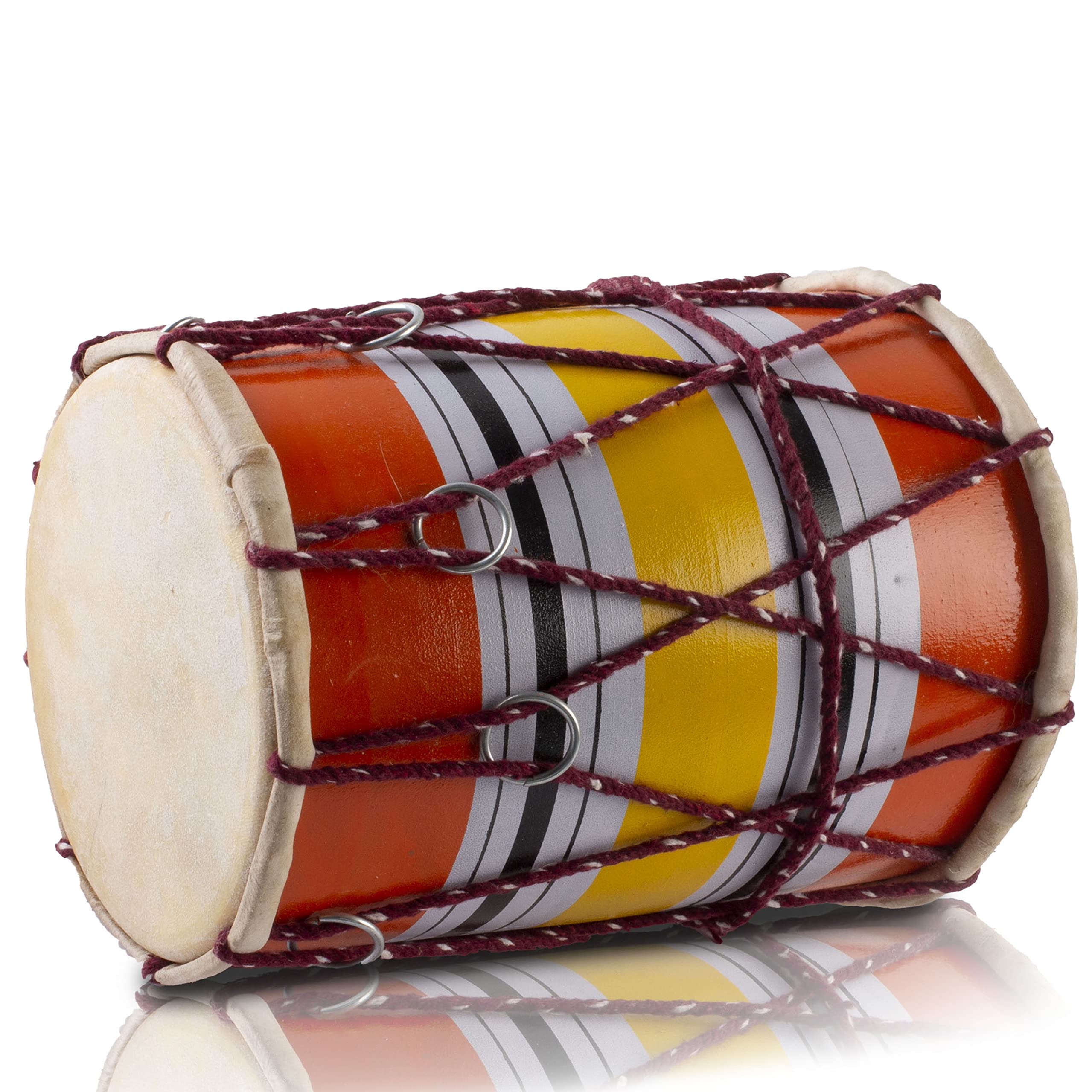 Handmade Wooden & Leather Classical Indian Folk Tabla Drum Set Hand Percussion Drums World Musical Instruments Punjabi Dhol Dholak Dholki 8 x 6 Inches Fun Birthday Housewarming Gift Ideas