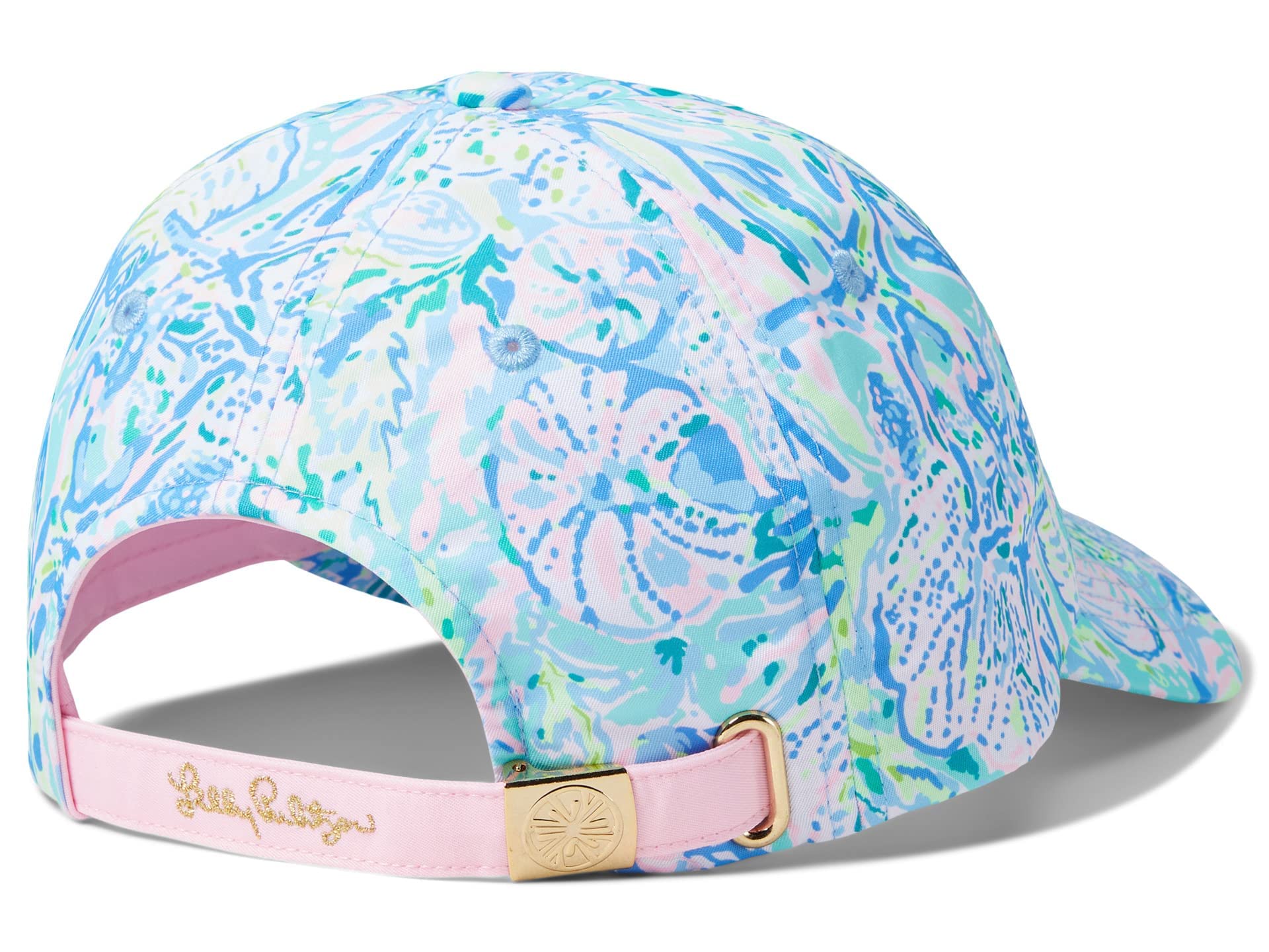 Lilly Pulitzer Run Around Baseball Hat for Women – Adjustable Back-strap – 100% Polyester – All-over Print Surf Blue Soleil It On Me One Size One Size