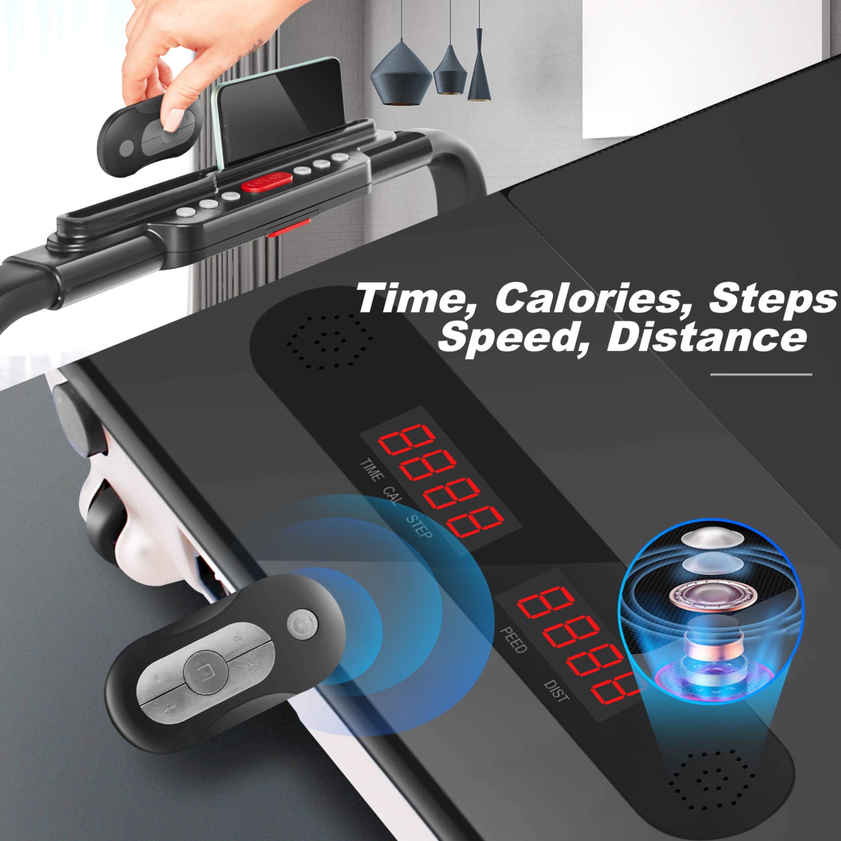 FUNMILY Treadmills for Home,2-in-1 Under-Desk Treadmill for Walking & Running,No Assembly Required,Jogging Machine for Office,Gym with Remote Control, Bluetooth Speaker and LED Display (Silver)
