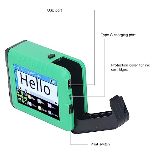 Fafeicy Small Portable Handheld Inkjet Printer, 3.5 Inch HD Color Touch Screen, Multi Language, Diverse Font Editing, for Label Production Date Barcode