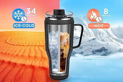 Zenbo 40 oz Tumbler with Handle –Keeps Drinks Cold up to 34 Hours,Leak Proof Lid and Straw -Insulated Tumbler Sweat Proof,Dishwasher Safe