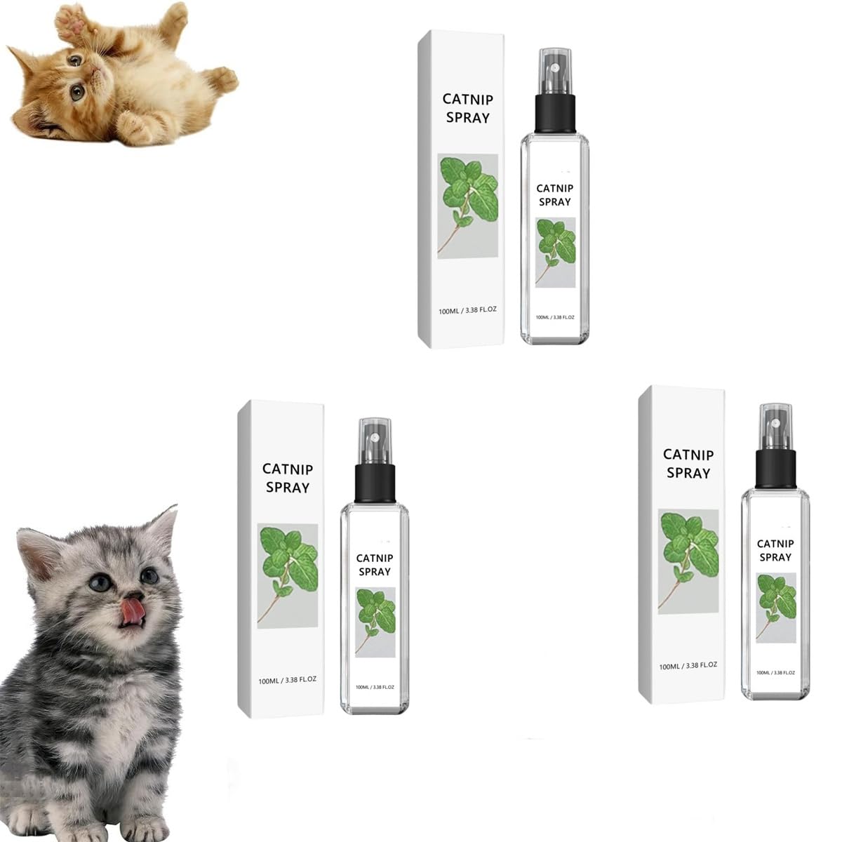 GRYPIT Joycat Spray, Herbal Cat Joy Spray, 100ml Pets Catnip Spray, Cat Scratching Spray Mist, Cat Anxiety Relief, Catnip Silvervine Blend, Catnip Oil for Cats,Anti Scratch Cat Spray (3 Bottle)