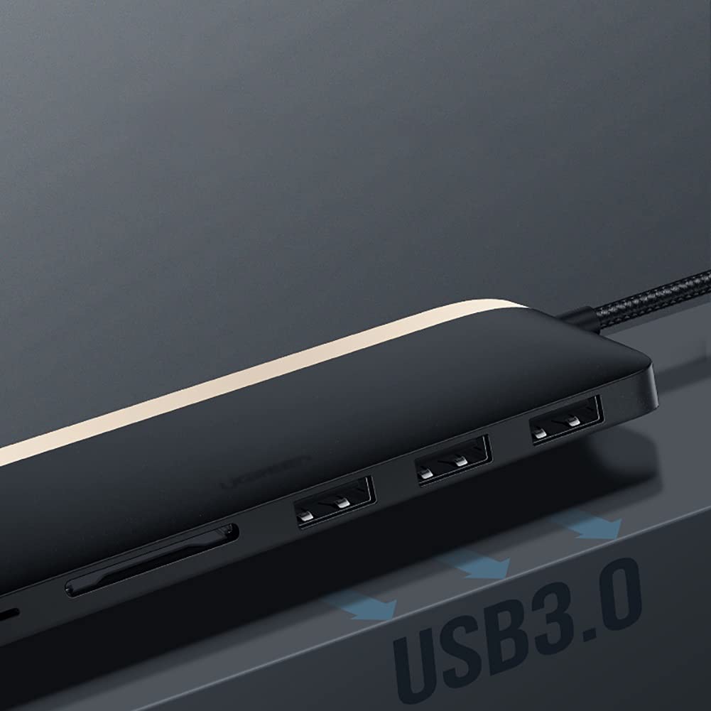 Hub Dock Adapter USB C Hub 9-in-1 with 4K HDMI, VGA, 3 USB 3.0, PD 87W, SD/TF Card Reader, Gigabit Ethernet USB C Multiport Adapter Computer Accessories