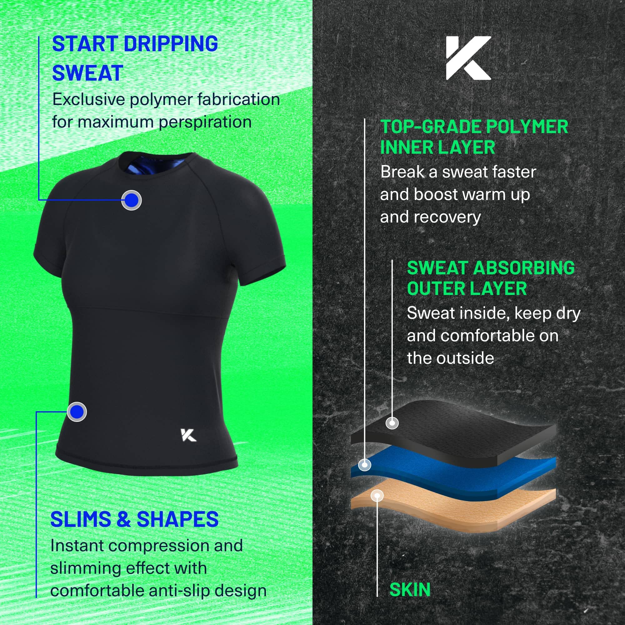Kewlioo Women's Heat Trapping Sauna Shirt - Sweat Vest Compression Shapewear - Sauna Suit Top (Black, L)