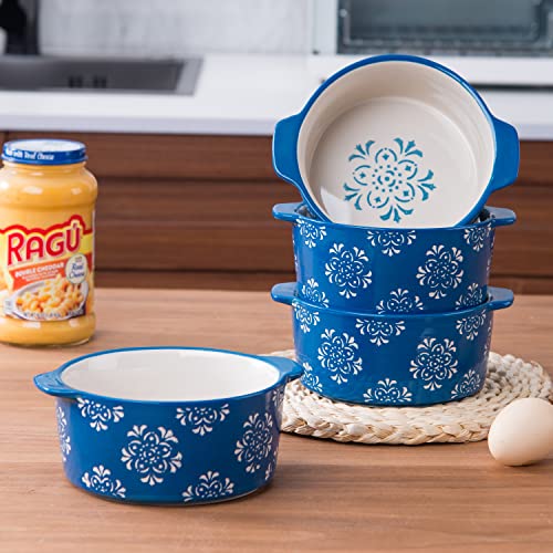 Original Heart Soup Bowls with Handles Soup Crocks Ceramic Soup Mug, 4pcs Onion Soup Crocks Oven Safe, Nonstick Soup Mugs for kitchen, 21 Ounces, Soup Bowls Set