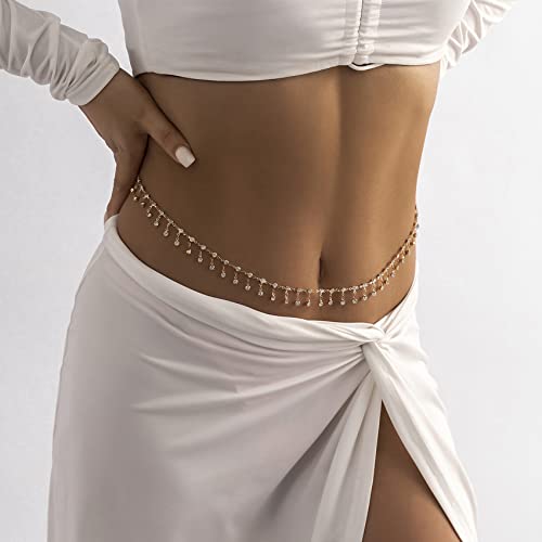 Gold Sequin Waist Chain Bikini Body Layered Belly Chain Summer Beach Body Jewelry Chain for Women